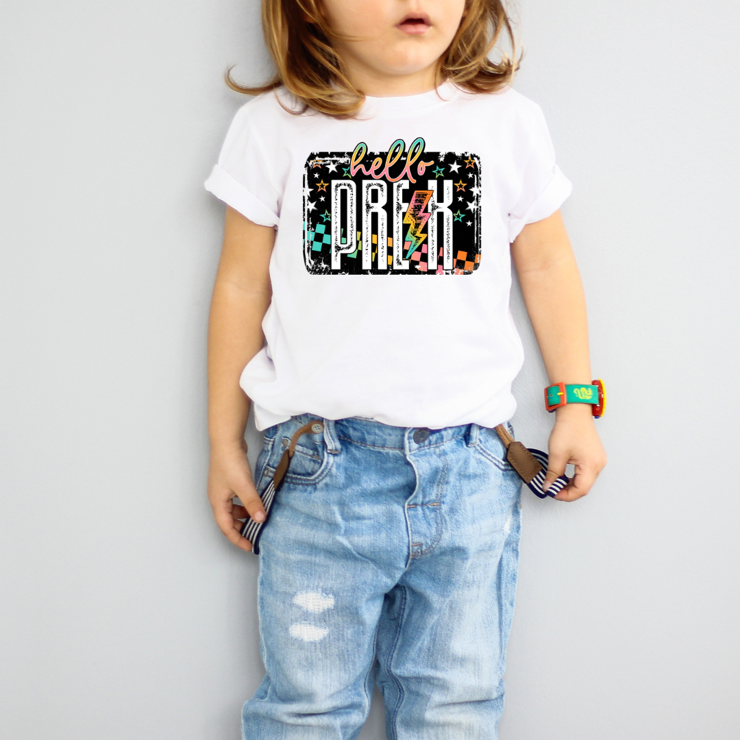 Colorful Hello Pre-K DTF Transfer 06170 – Restless Heart Inspirations