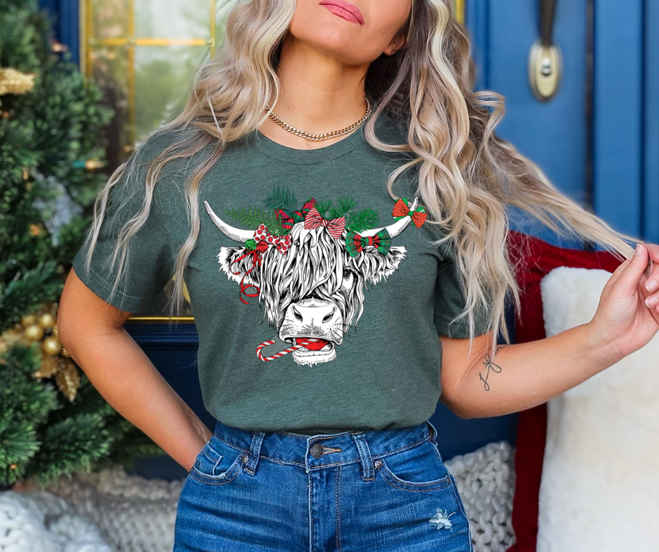 Highland Cow Christmas DTF Transfer – Restless Heart Inspirations