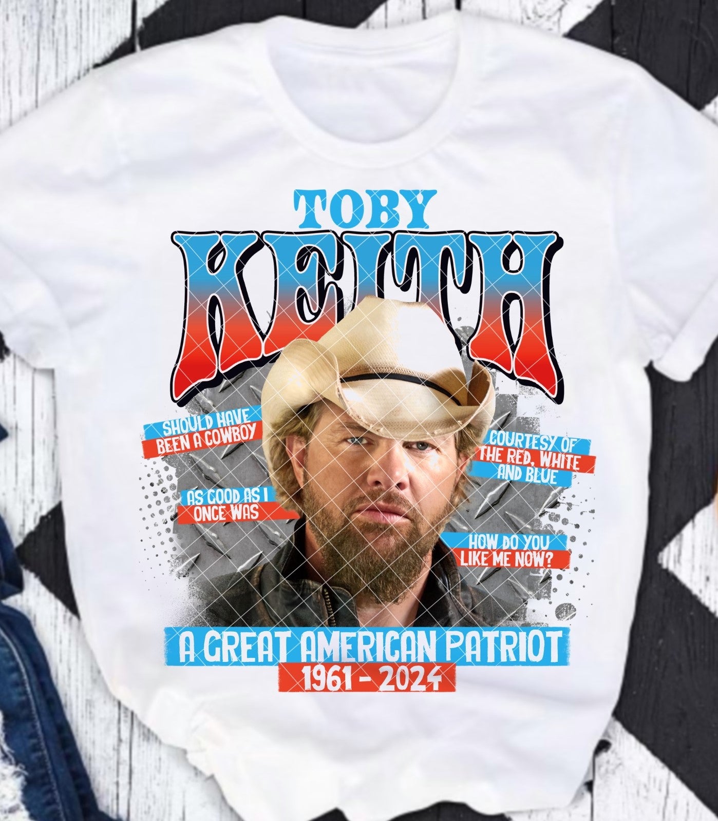 Toby Keith American Patriot Red/Blue DTF Transfer – Restless Heart ...