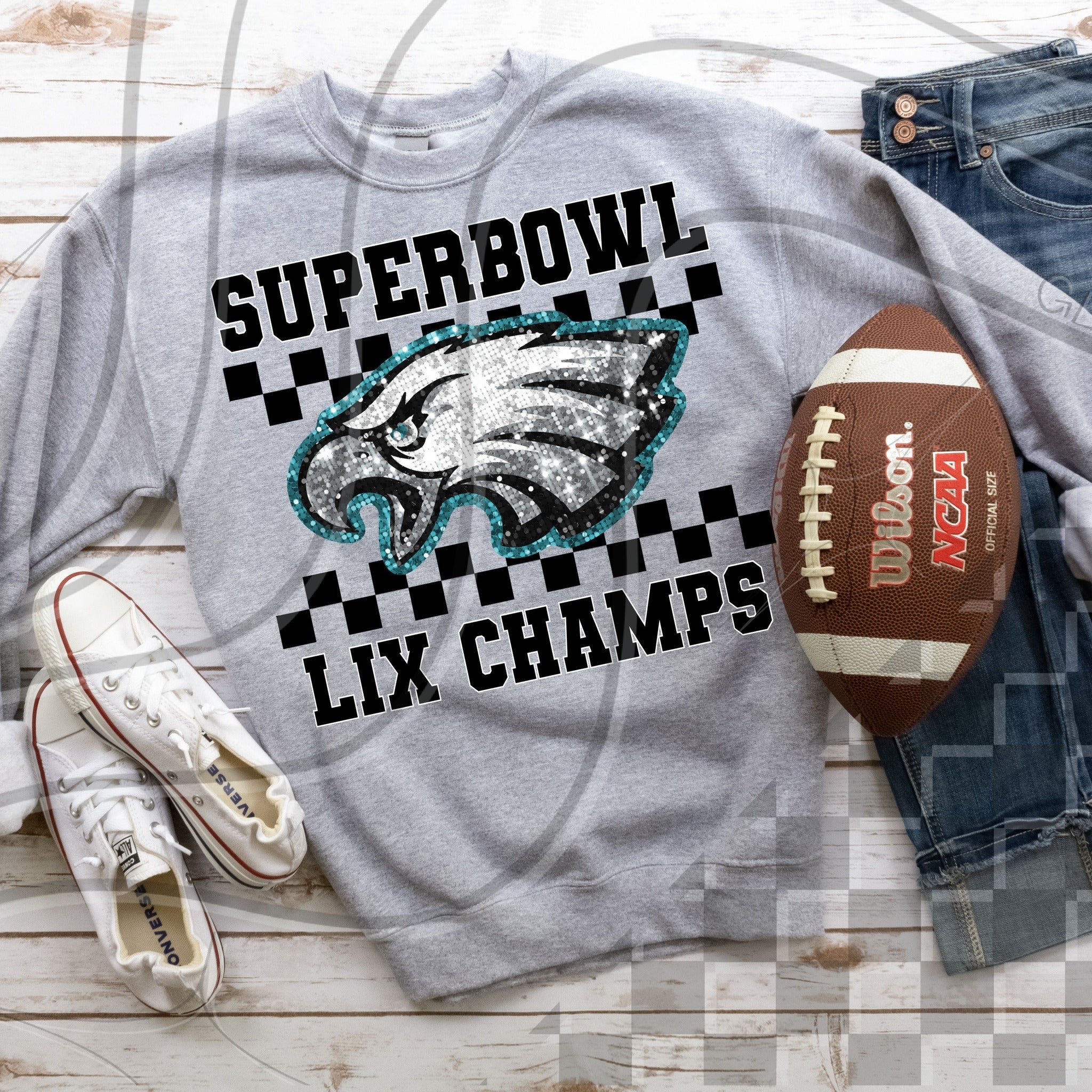 SB LIX Champs Eagles Simple Checkered Faux 02973 – Restless Heart ...