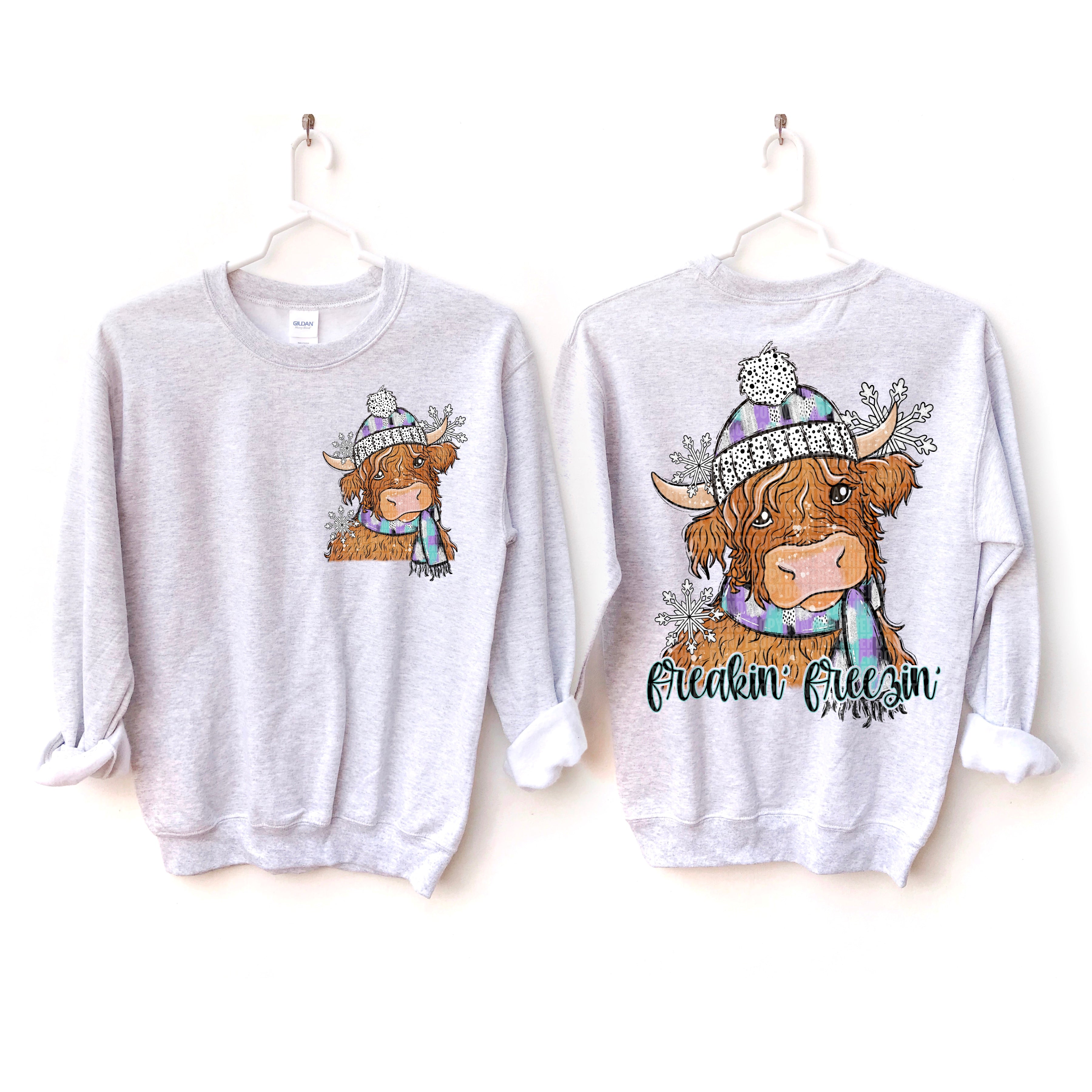 Freakin Freezin Highland Cow Dotted Purple Blue Brushstroke Hat ...