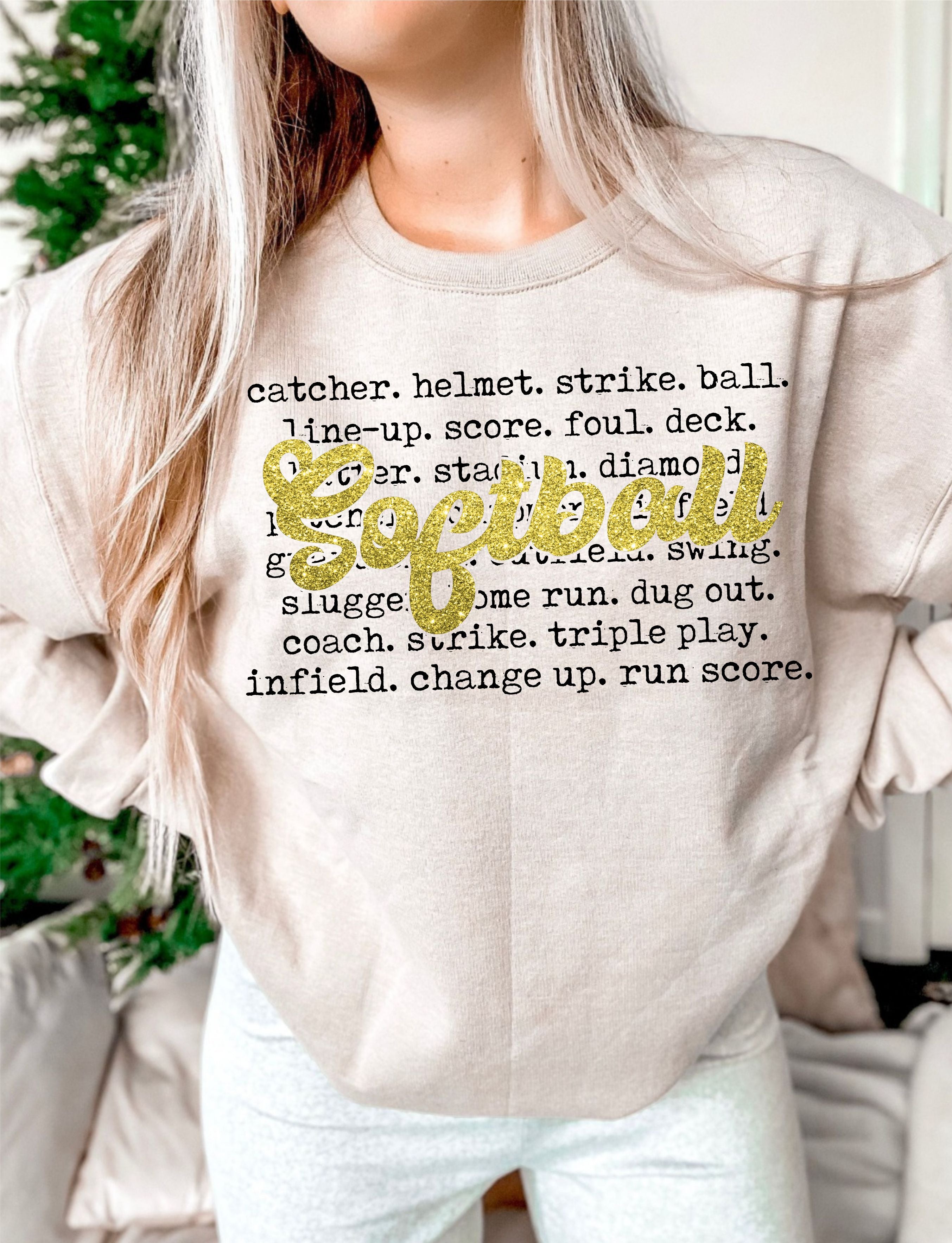 Faux Softball Words DTF Transfer 05296 – Restless Heart Inspirations